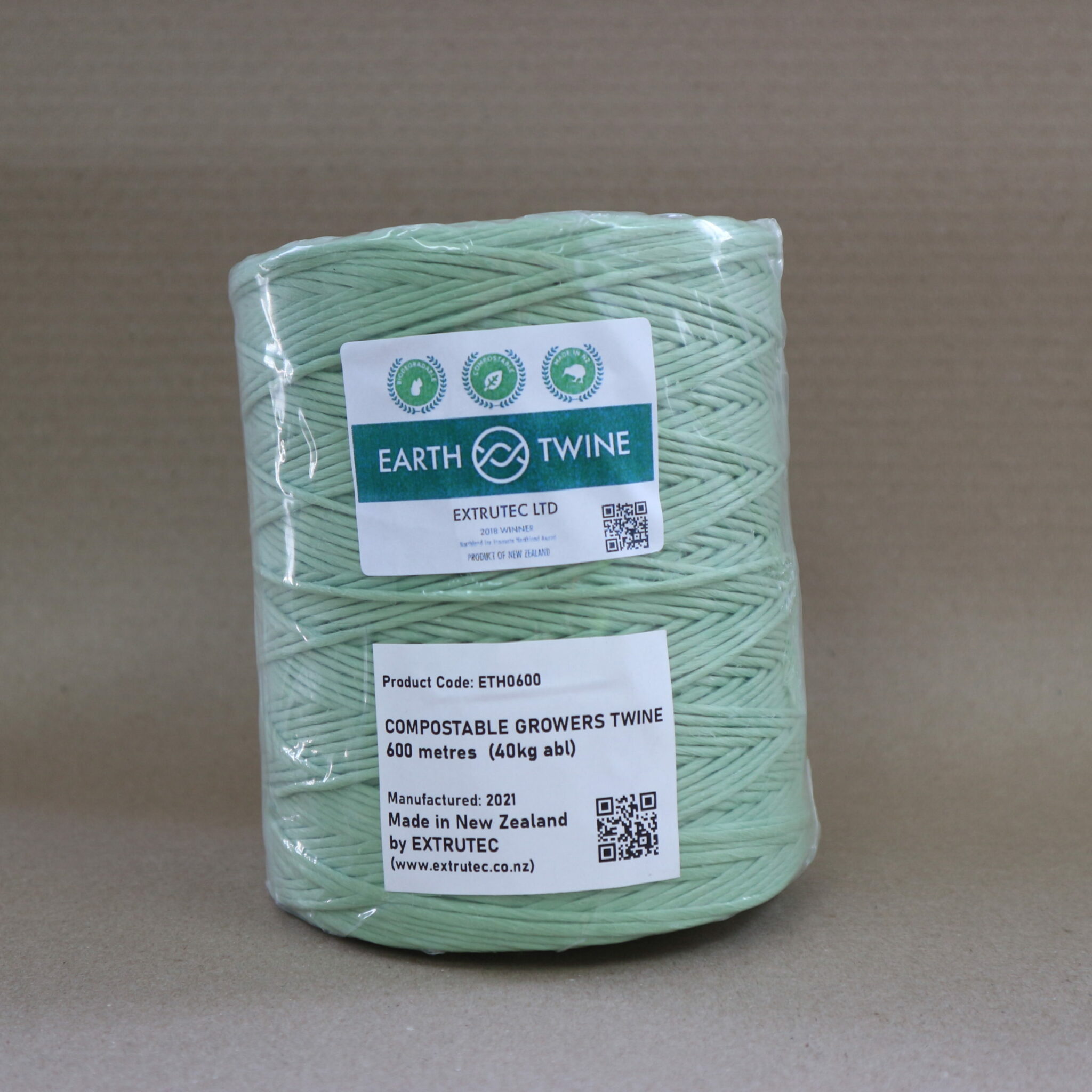 EARTHTWINE Compostable Twine, Green 600m spool - Extrutec